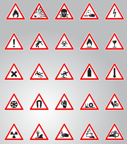 Hazard signs set Royalty Free Vector Image - VectorStock