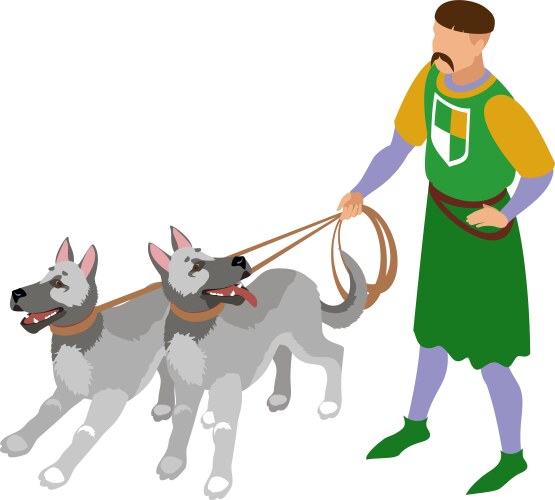 Isolated medieval fat man character with royal Vector Image