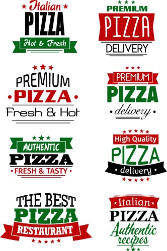 Set of pizzeria labels badges and design elements Vector Image