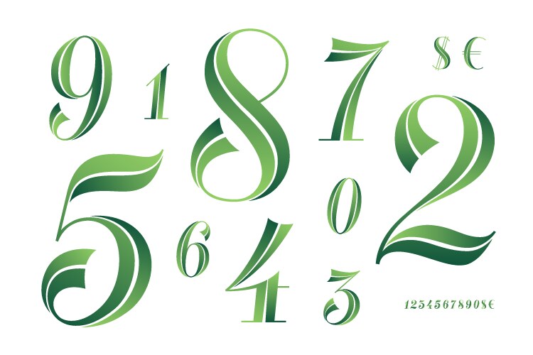 Font design for numbers one to zero on white Vector Image