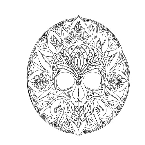 Skull mandala outline sketch Royalty Free Vector Image