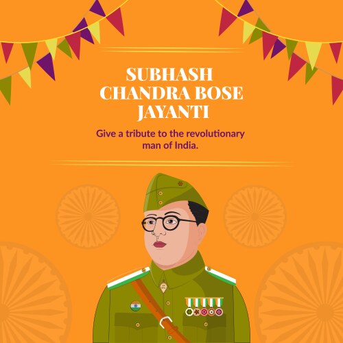 Subhash chandra bose jayanti banner design Vector Image