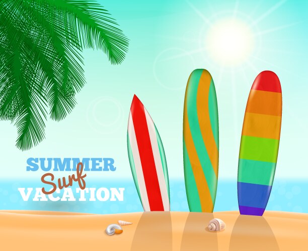 Beach elements - surfing elements- summer Vector Image