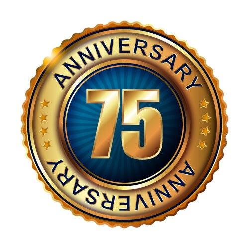 Collection of anniversary golden badges and labels