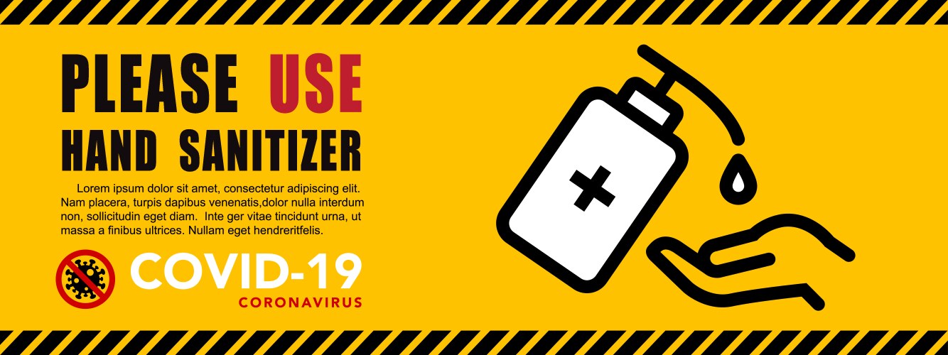 Use hand sanitizer sign content - please Vector Image