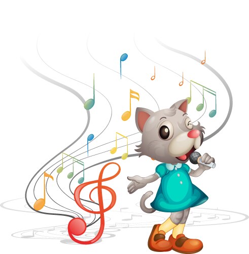 Cartoon cat with headphones and microphone Vector Image