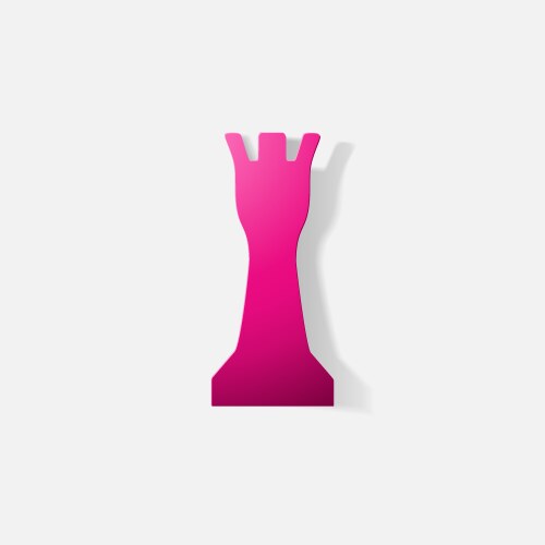 Paper clipped sticker a chess piece rook Vector Image