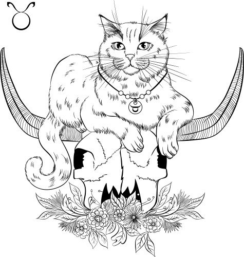 Taurus Cat Skull Zodiac – Royalty-Free Vector | VectorStock