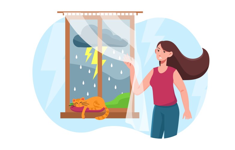 Background scene with thunder and rainstorm Vector Image