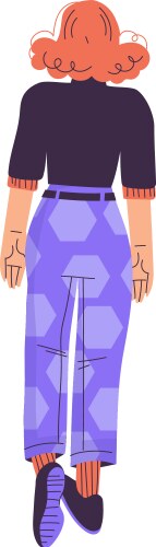 Woman character standing from behind back view Vector Image