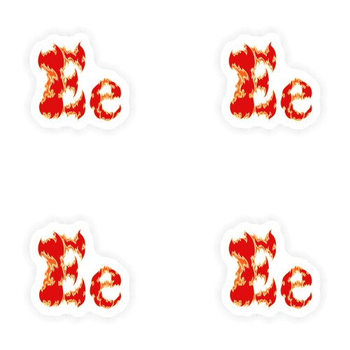Sticker fiery font red letter e on white Vector Image