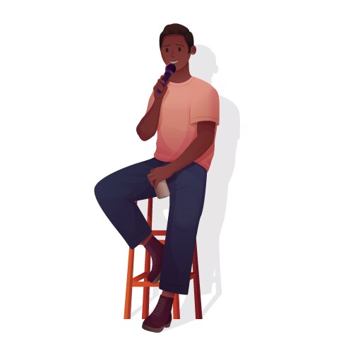 Stand up comedy show comic with microphone Vector Image