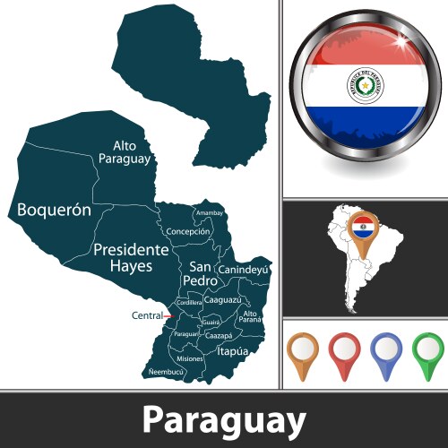 Two versions of an paraguay folded map one with a Vector Image