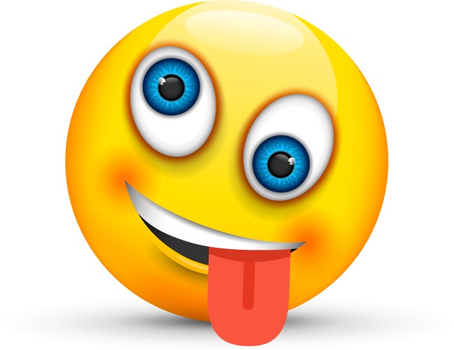 Crazy face emoticon Royalty Free Vector Image - VectorStock