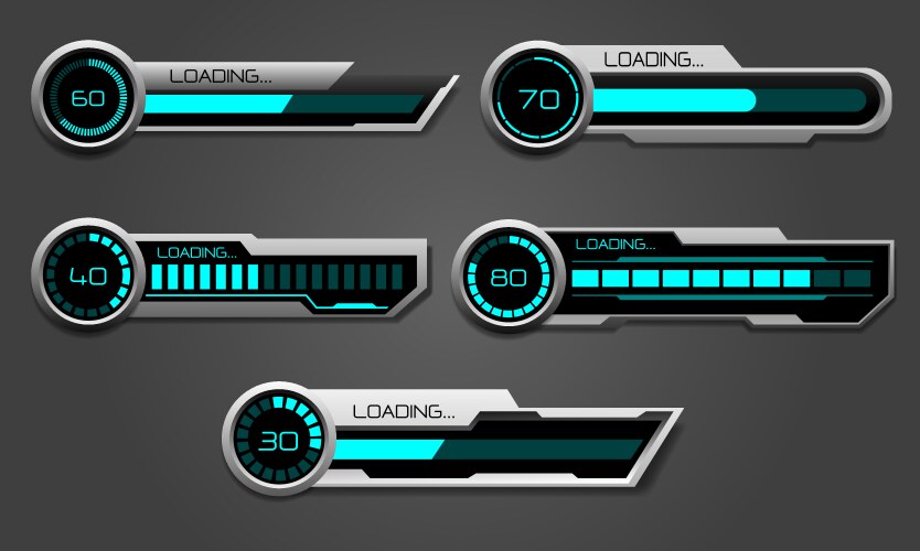 Set of hud modern loading progress bars user Vector Image