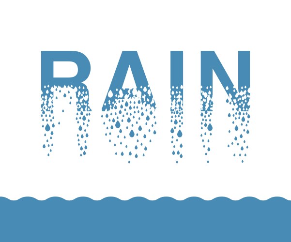 Word rain in spanish dissolves into droplets Vector Image