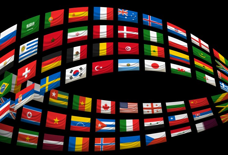 32 countries flag emblem with names symbol design Vector Image