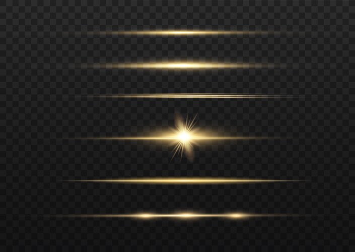 Laser beams horizontal light rays yellow line Vector Image