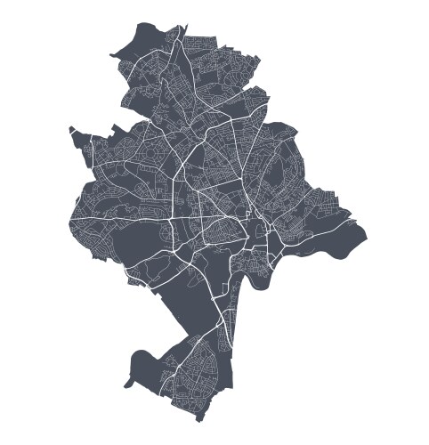 Nottingham map detailed city Royalty Free Vector Image