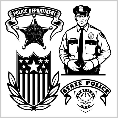 Police badge black white Vector Images & Graphics for Commercial Use ...