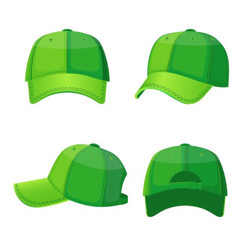 Set of baseball caps front back and side view Vector Image