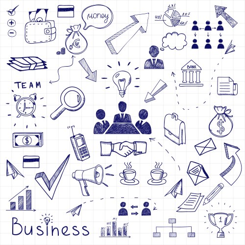 Set of doodle business management Royalty Free Vector Image