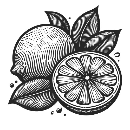 Lemon tree fruit engraving Royalty Free Vector Image