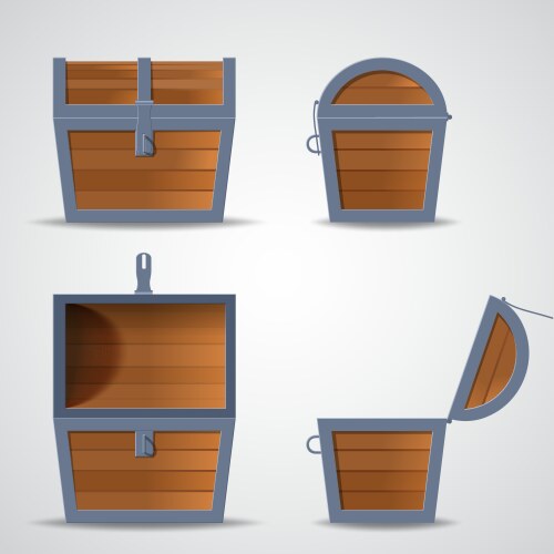 Wooden chest set Royalty Free Vector Image - VectorStock