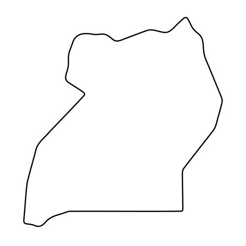 Uganda simplified outline map Royalty Free Vector Image