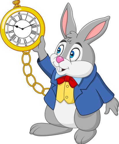 White rabbit with pocket watch Royalty Free Vector Image