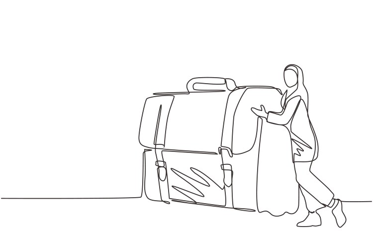 Continuous one line drawing joyful arabian Vector Image