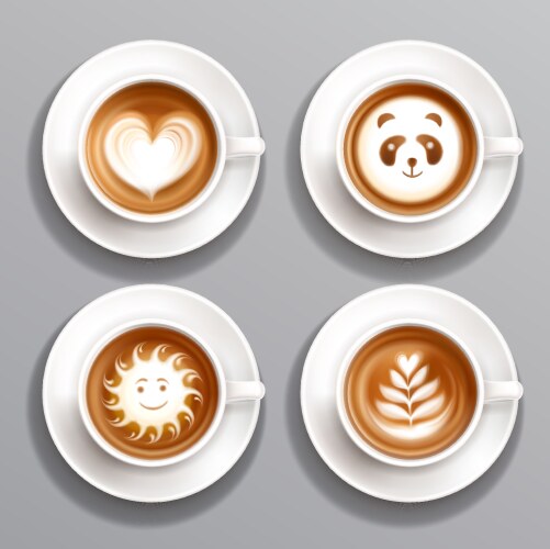 Latte art coffee Royalty Free Vector Image - VectorStock