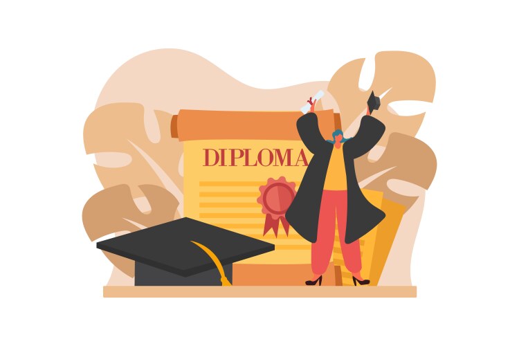 High school graduation flat design Royalty Free Vector Image