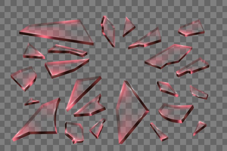 Realistic transparent pieces broken glass Vector Image