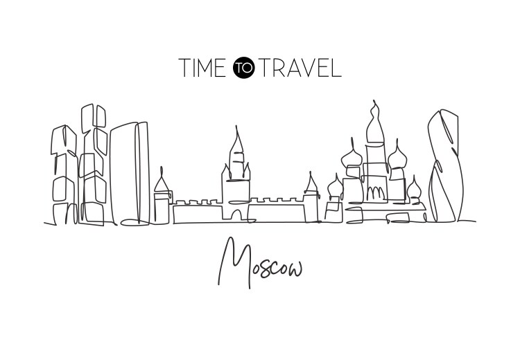 Continuous one line drawing matryoshka russian Vector Image