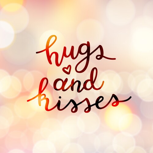 Hugs and kisses - hand lettering inscription text Vector Image