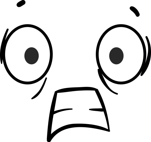 Cartoon face scared character emotion Royalty Free Vector