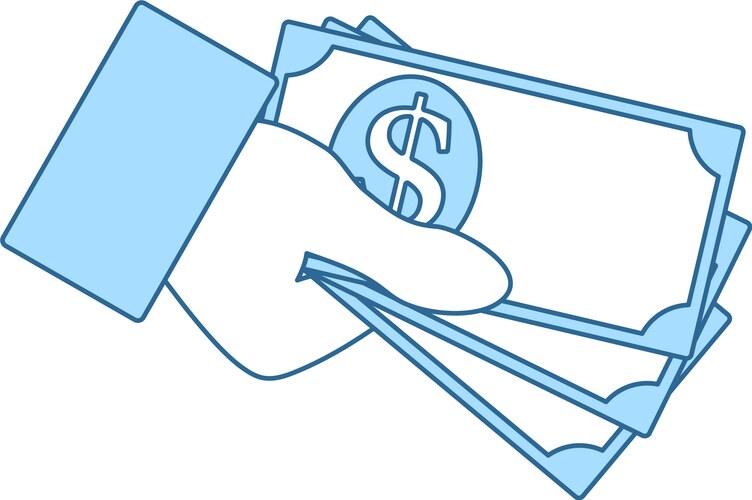 Hand holding money icon Royalty Free Vector Image