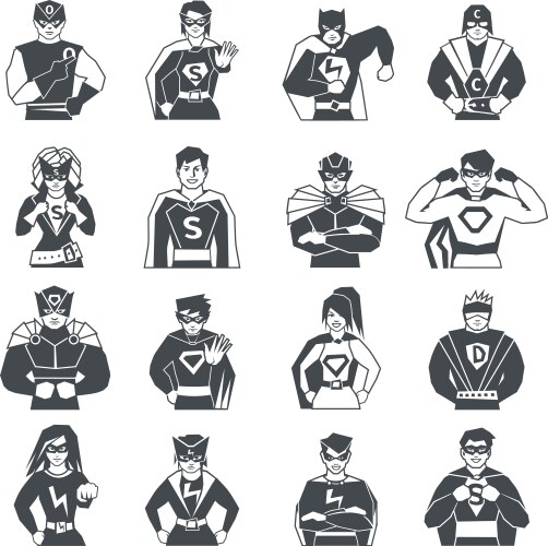 Superhero Black and White Vector Images (over 3,200)