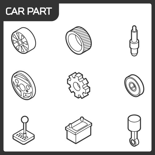 Car spares frame and parts Royalty Free Vector Image