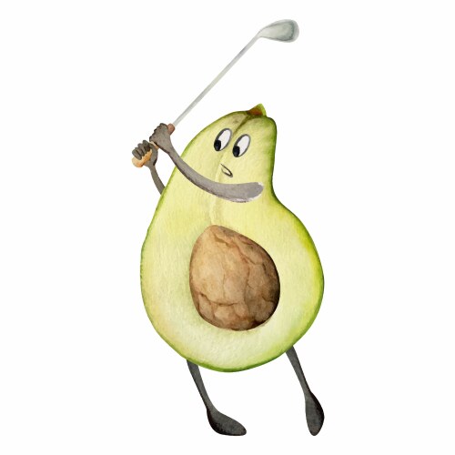 Hand drawn watercolor cute avocado character Vector Image