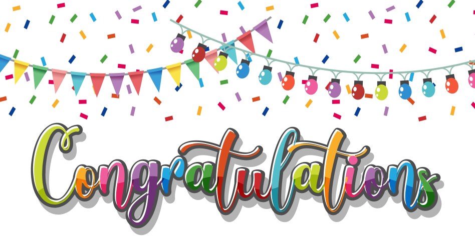Congratulations text graphics for celebrating Vector Image