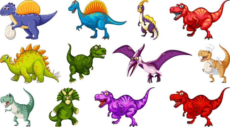 Cartoon dinosaurs collection set Royalty Free Vector Image