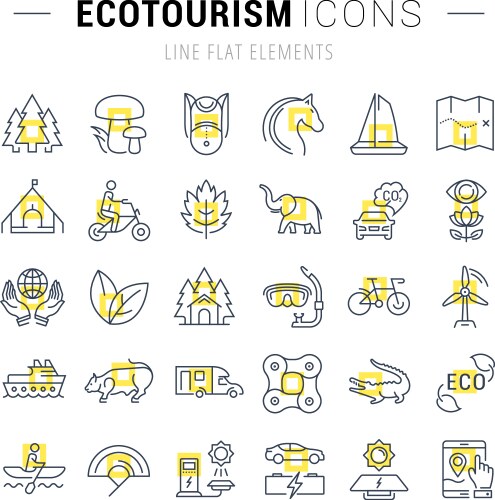 Set of ecosystem icons simple signs with forest Vector Image