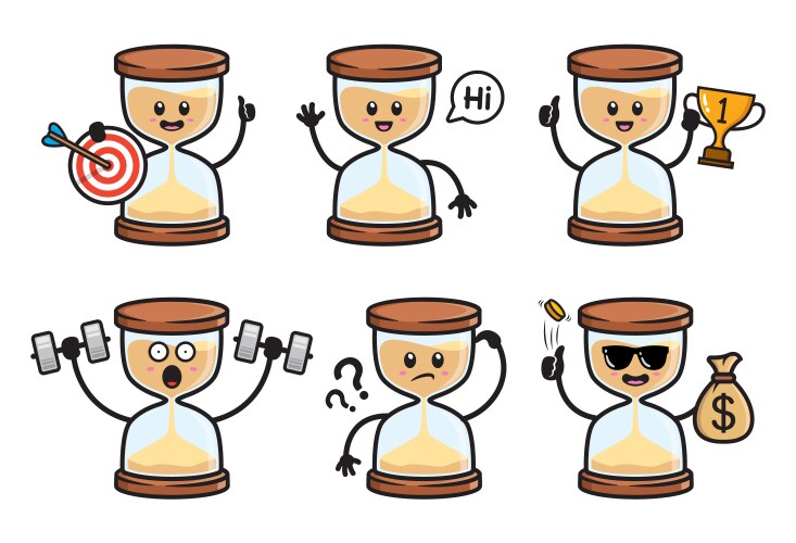 Hourglass and pocket watch black white Royalty Free Vector