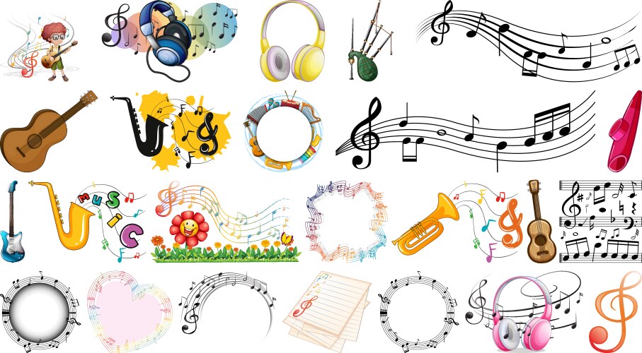 Isolated set musical instruments Royalty Free Vector Image