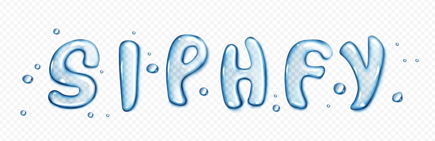 Realistic water font flow splash type with drops Vector Image