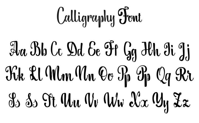 Hand lettering calligraphic alphabet script Vector Image