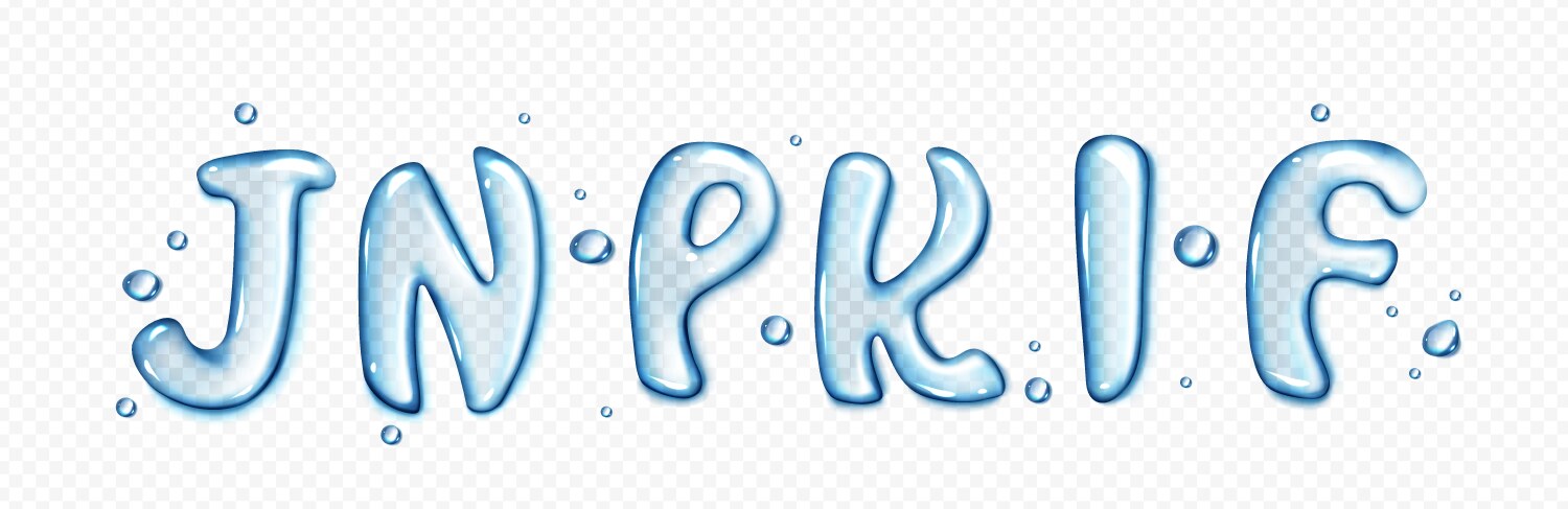 Realistic water font flow splash type with drops Vector Image