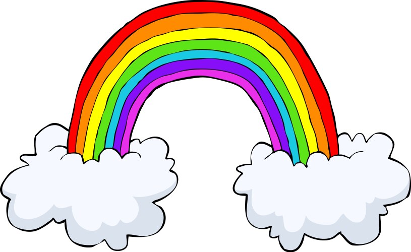 Clouds sky with rainbow weather kawaii character Vector Image